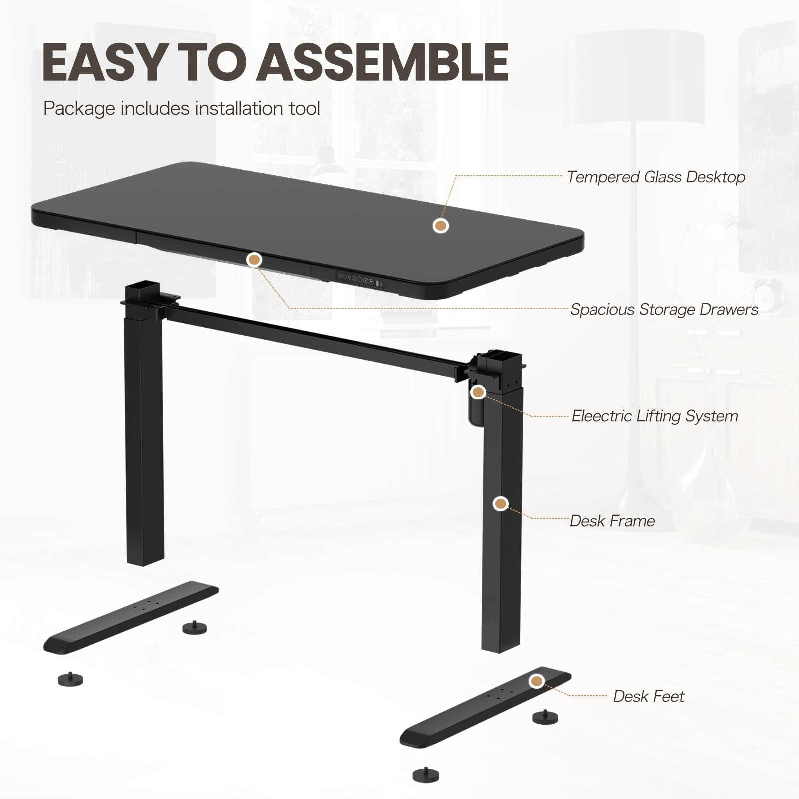 Snapklik.com : AIMEZO Glass Top Standing Desk Electric Standing Desk