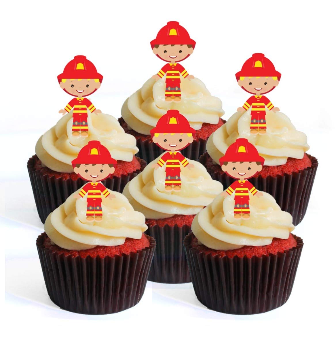 Buy Firefighter Theme Emergency Services Edible Cupcake Toppers - Stand ...