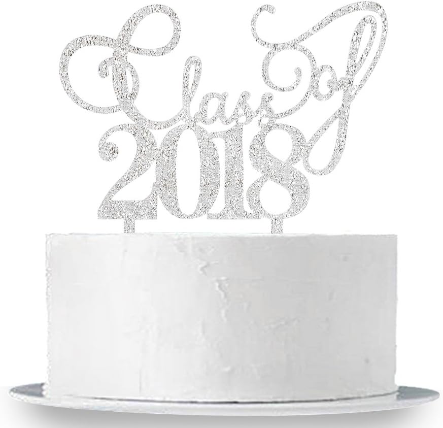 Amazon.com: INNORU Silver Class of 2018 Cake Topper - Congrats 2018 ...