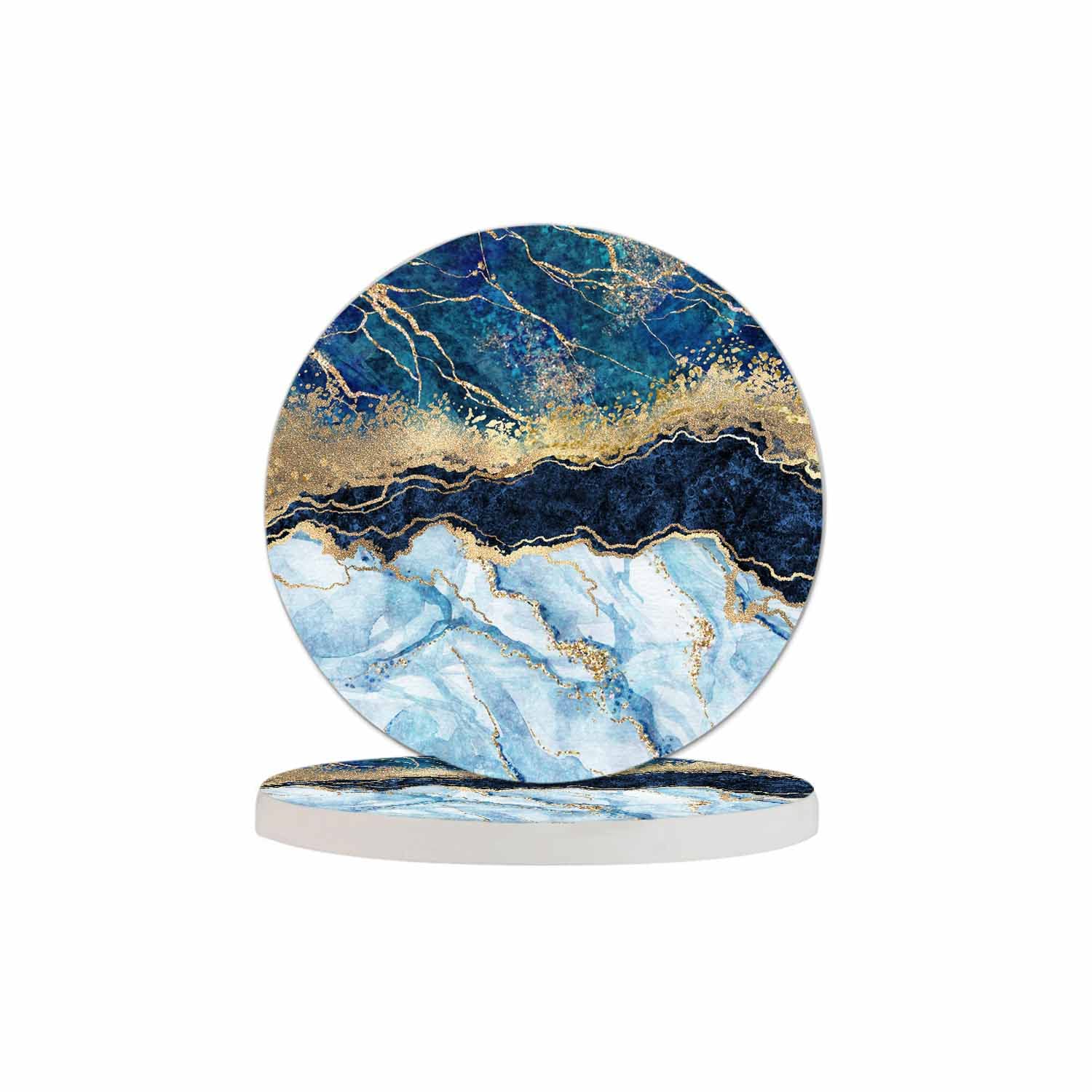 Amazon.com: Pznen Blue Marble Cup Coasters Set of 2 Fake Stone Liquid ...