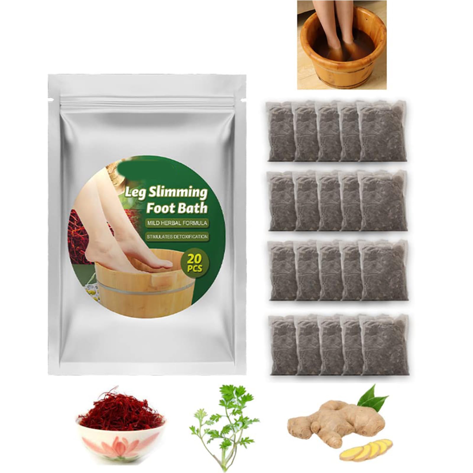 Buy 20PCS Lymphatic Drainage Ginger Foot Soak, Ginger Foot Soak, Leg ...