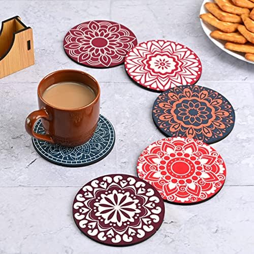 Gift Kya De Coaster Set of 6 Mandala Art Wooden Coasters with Proper ...
