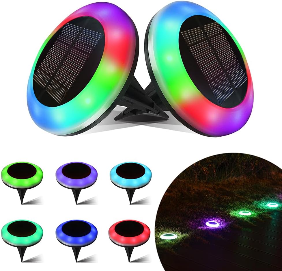 intelamp Colorful Solar Lights Outdoor, Color Changing Solar Lights ...