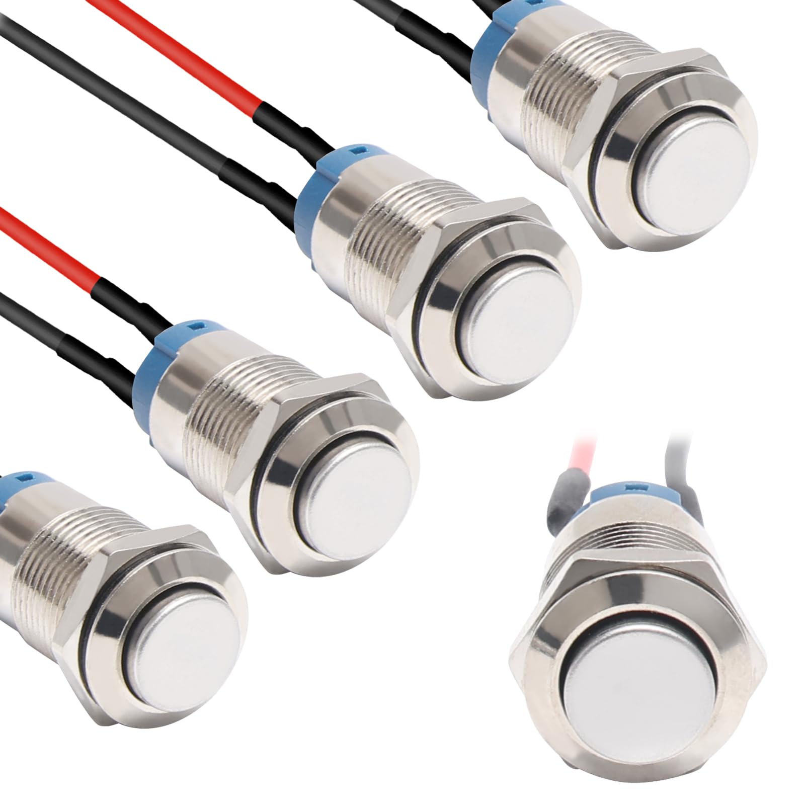 Snapklik.com : STARELO 5pcs 12mm Latching Push Button Switch Silver Shell