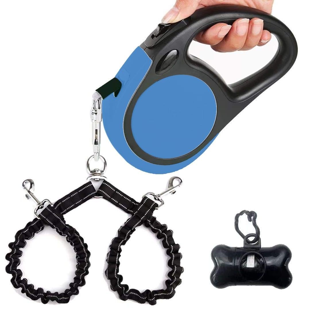 Dual Retractable Dog Leash for Large Dogs (Up to 110 Lbs Each) - Double ...
