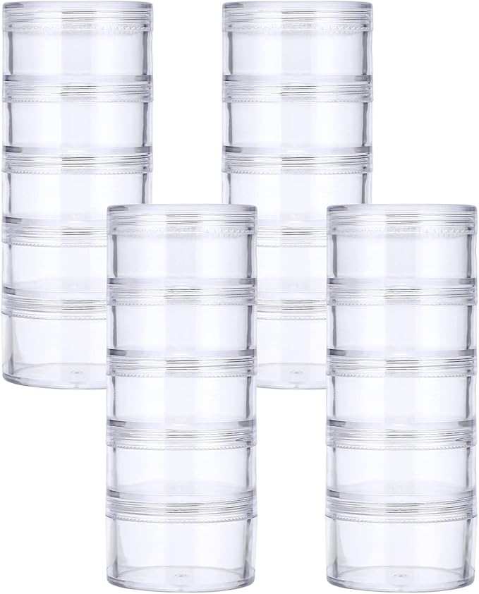 Amazon.com: Hipiwe 4 Set Stackable Cosmetic Containers with Screw Lids ...