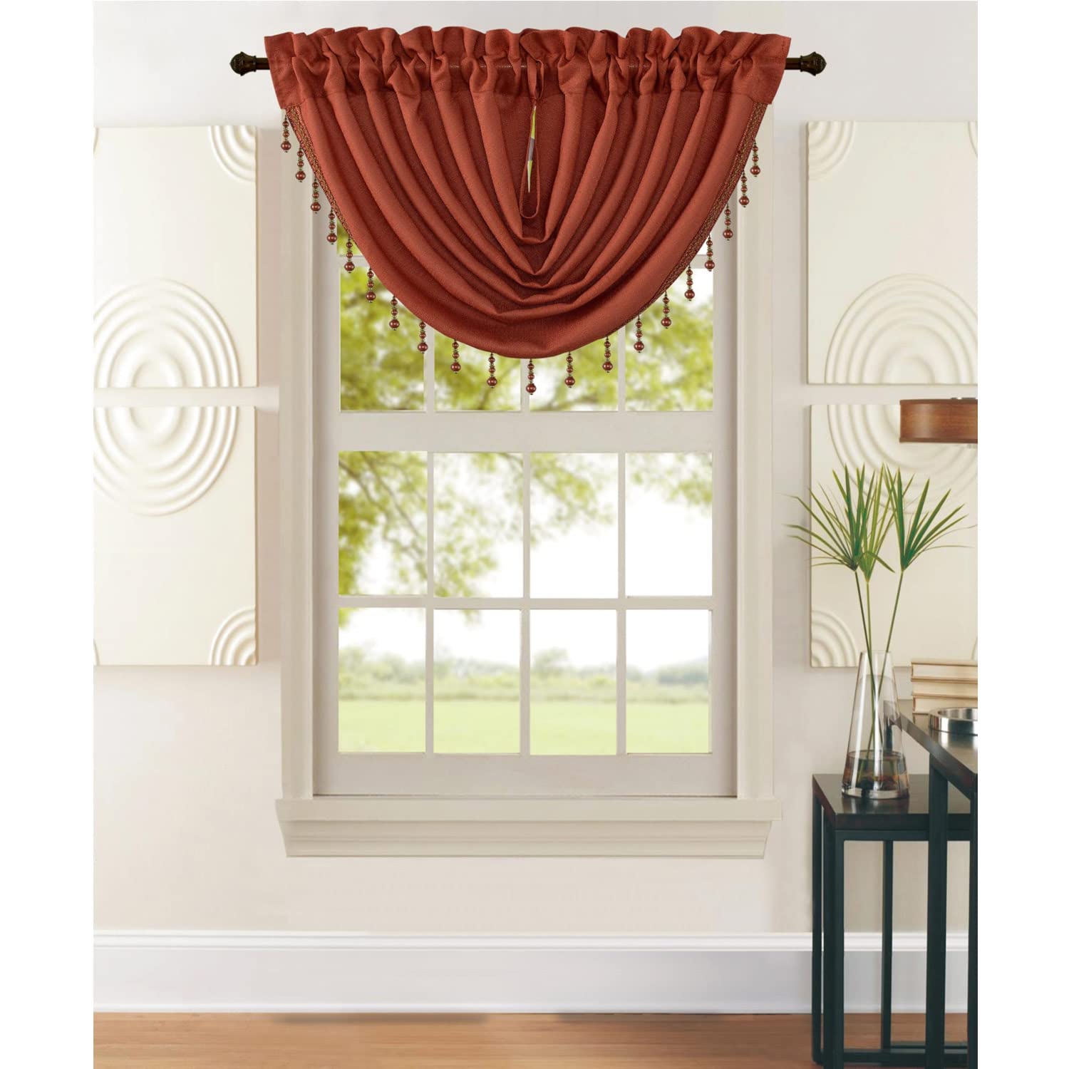 Amazon.com: PREMIUS Leah Jacquard Textured Window Panel & Waterfall ...