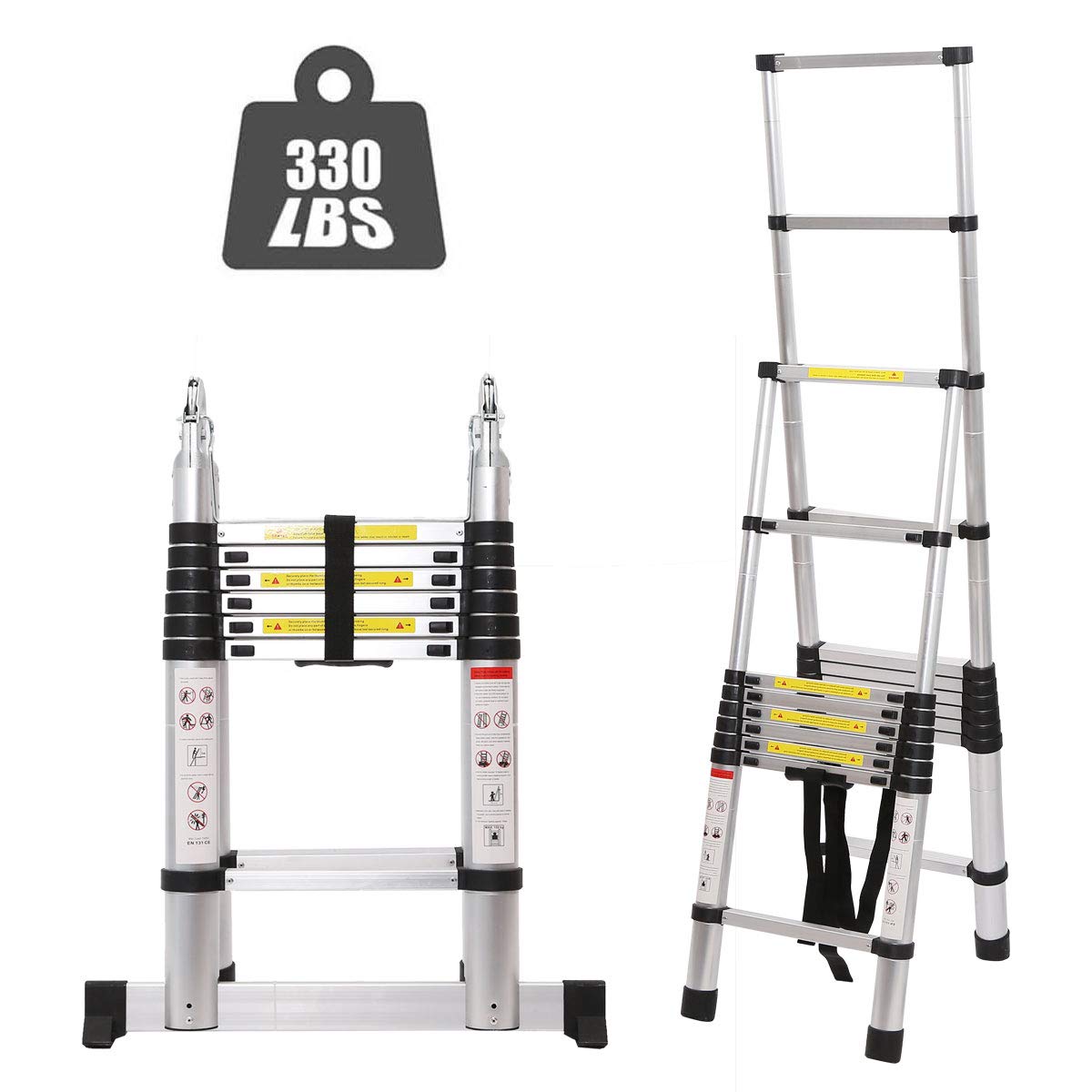 Buy Aluminum Telescopic Extension Ladder Folding Step 12.5 ft ...