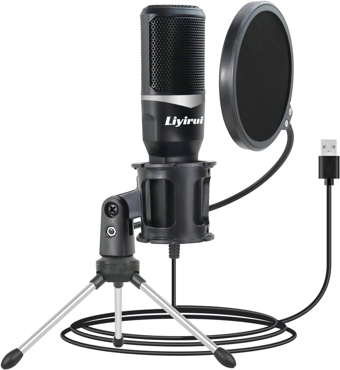 Amazon.com: USB Microphone, Computer Condenser Mic for PC, with Pop ...