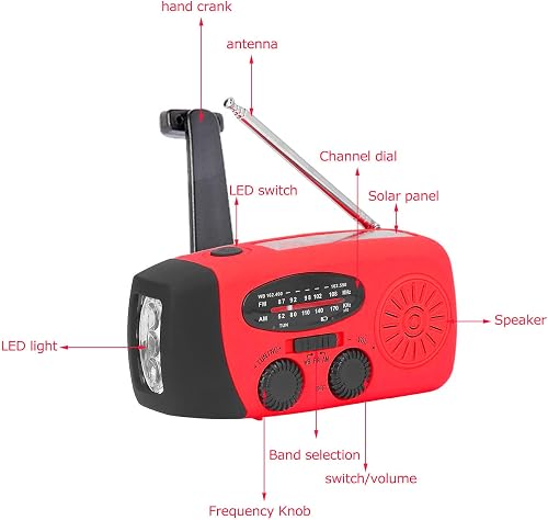 DAUZ Solar Radio, Channel Indicator Light Weather Radio Compact for ...