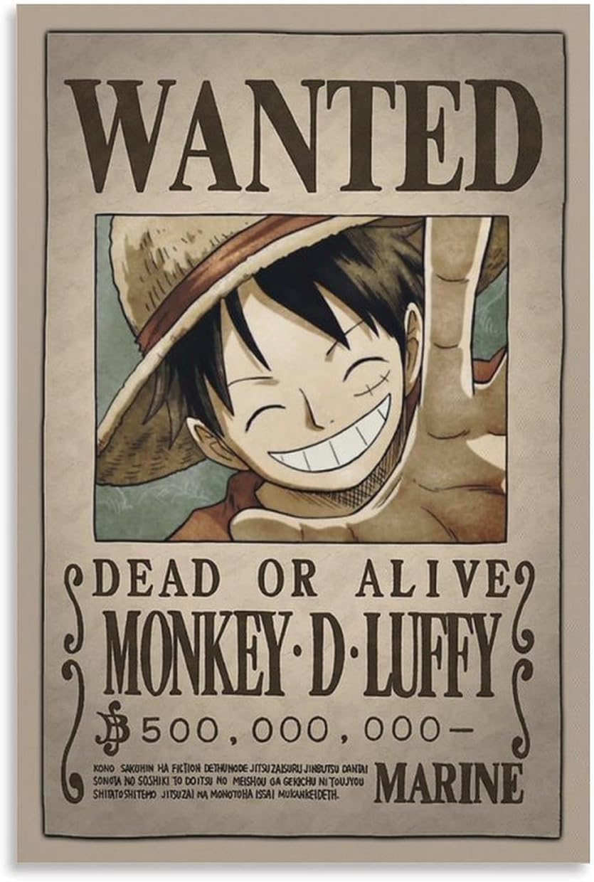 Amazon.com: Ydqkxm Anime Op Wanted Posters Luffy Poster Canvas Art ...