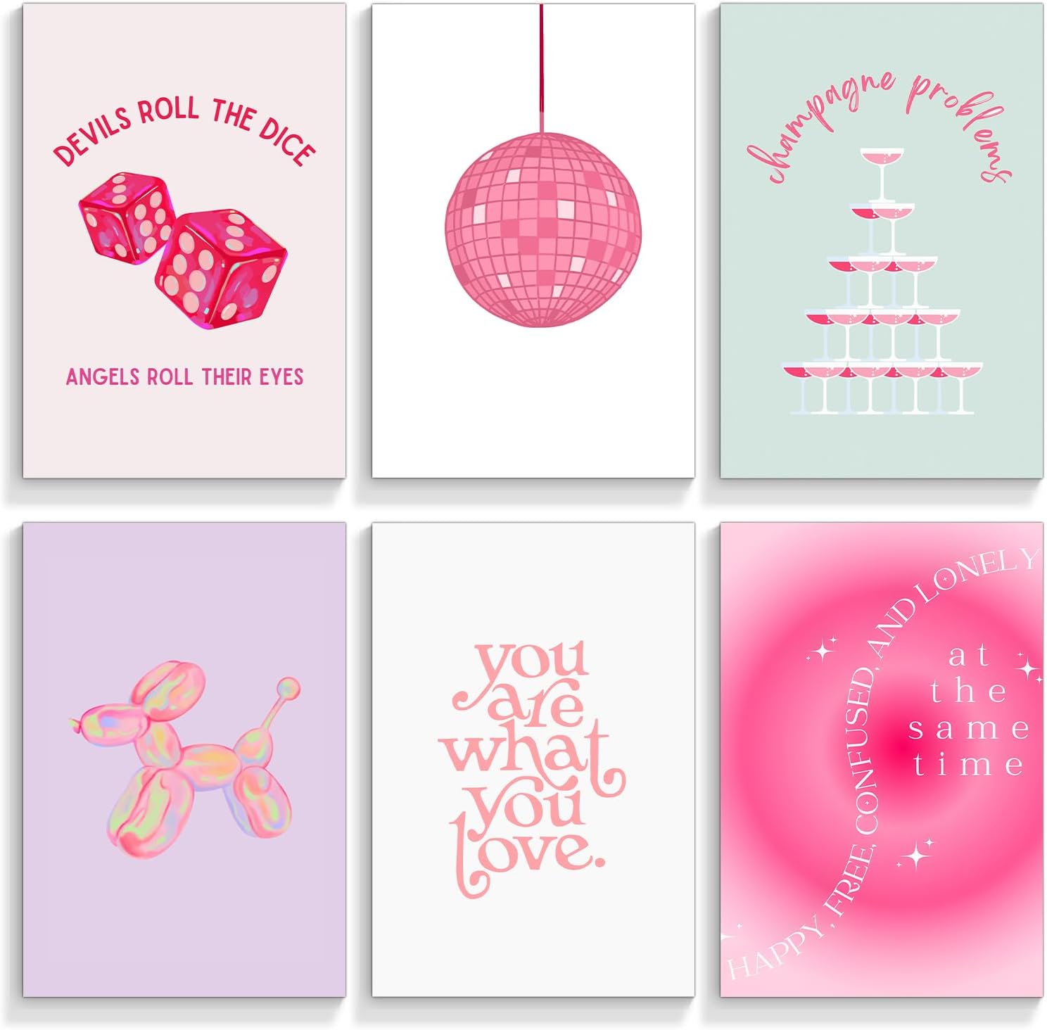 Amazon.com: Prinajssiad 6 Piece Pink Preppy Posters for Room Aesthetic ...