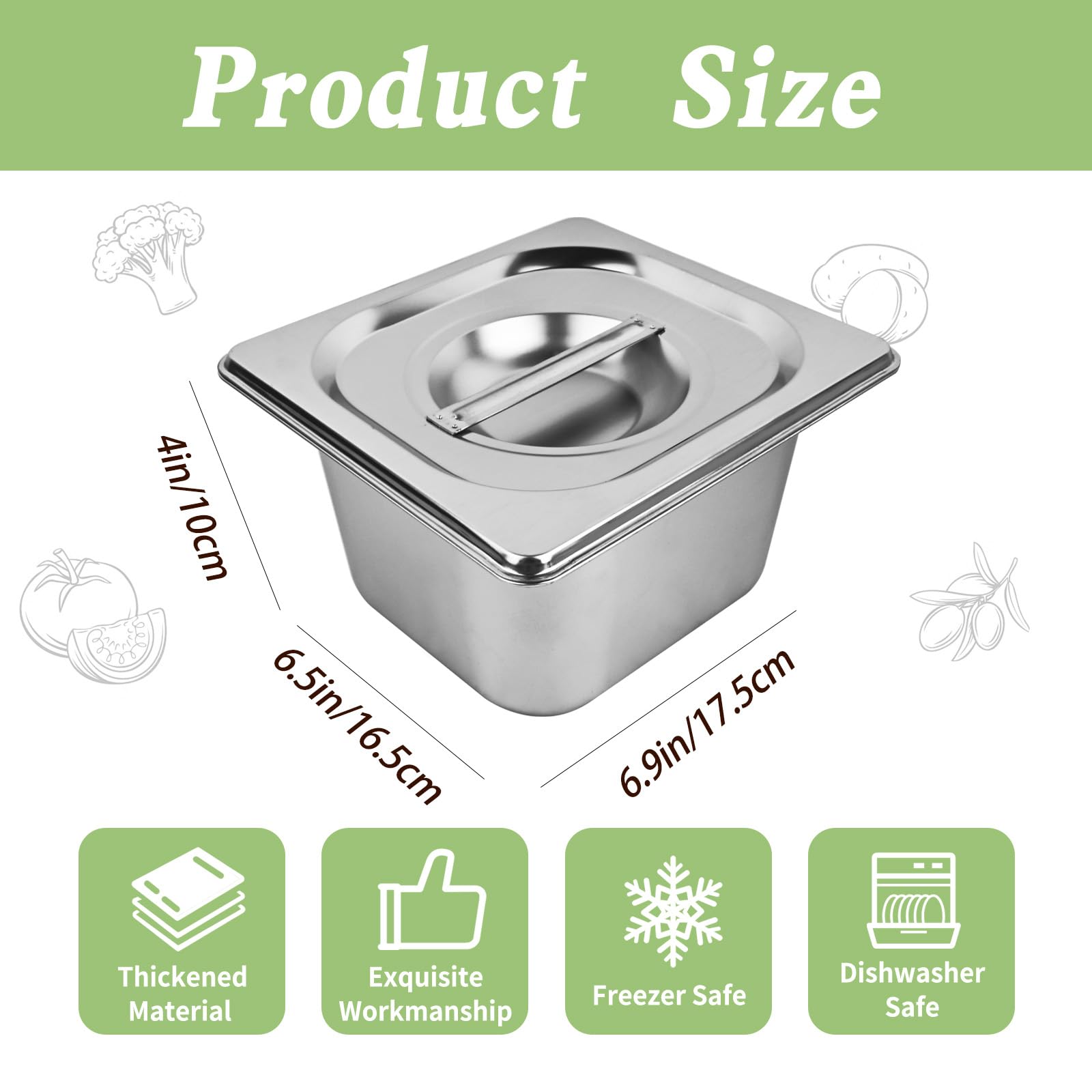 Stainless Steel With Lids – 1/6 Size Steam Table Pans For Buffet ...
