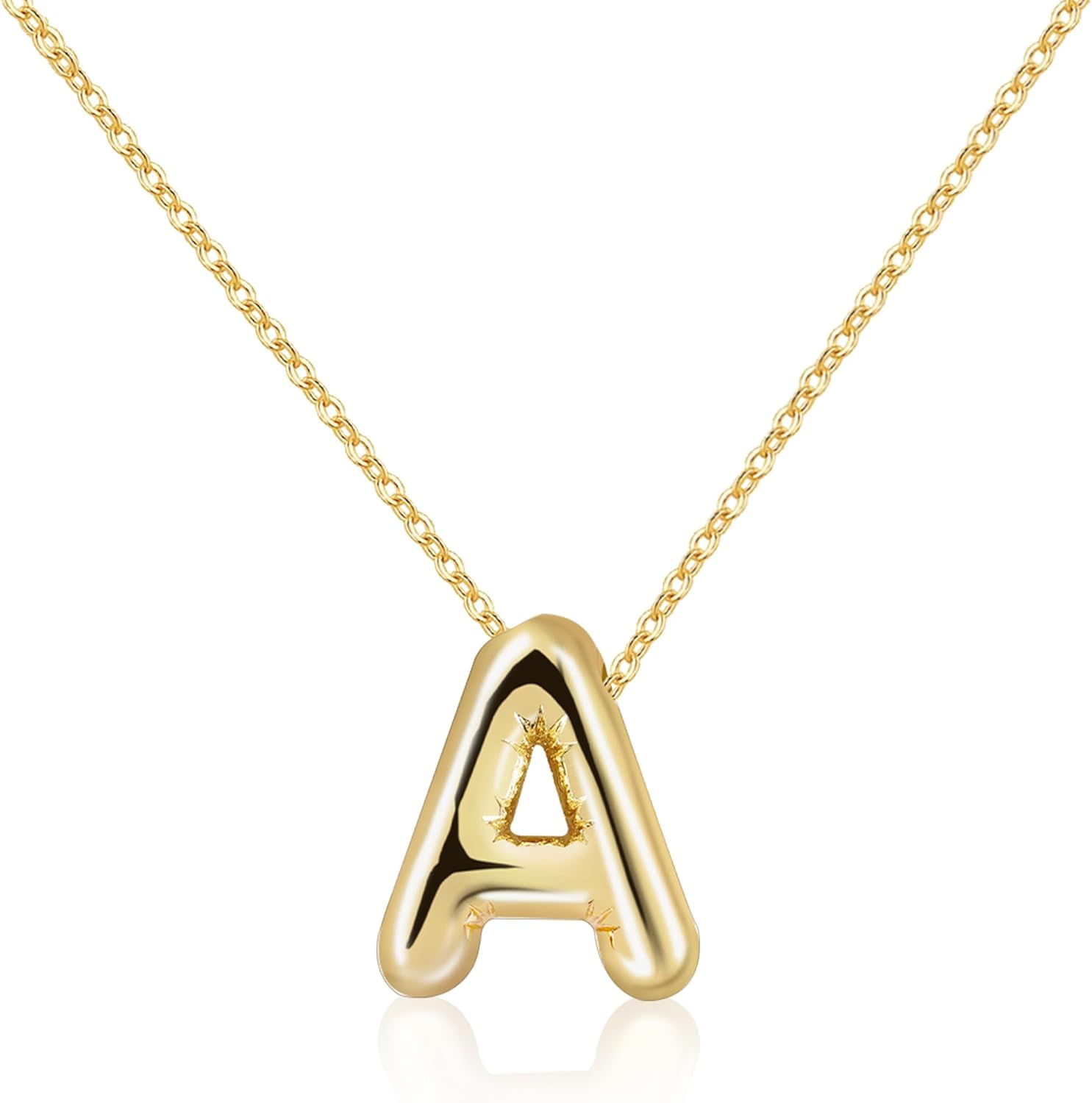 Amazon.com: Rhinelife Letter Necklace Bubble Initial Pendant Necklaces ...