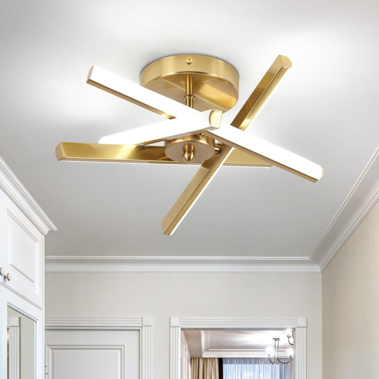 CANEOE 2 Packs Modern Led Ceiling Light Fixture,6000K Gold Led Hallway ...