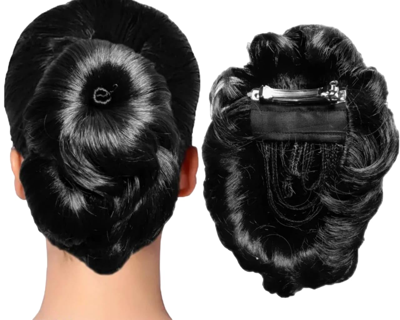 HAIR WALA™ Flower Style Claw Clip Bun net attached Hair Extension ...