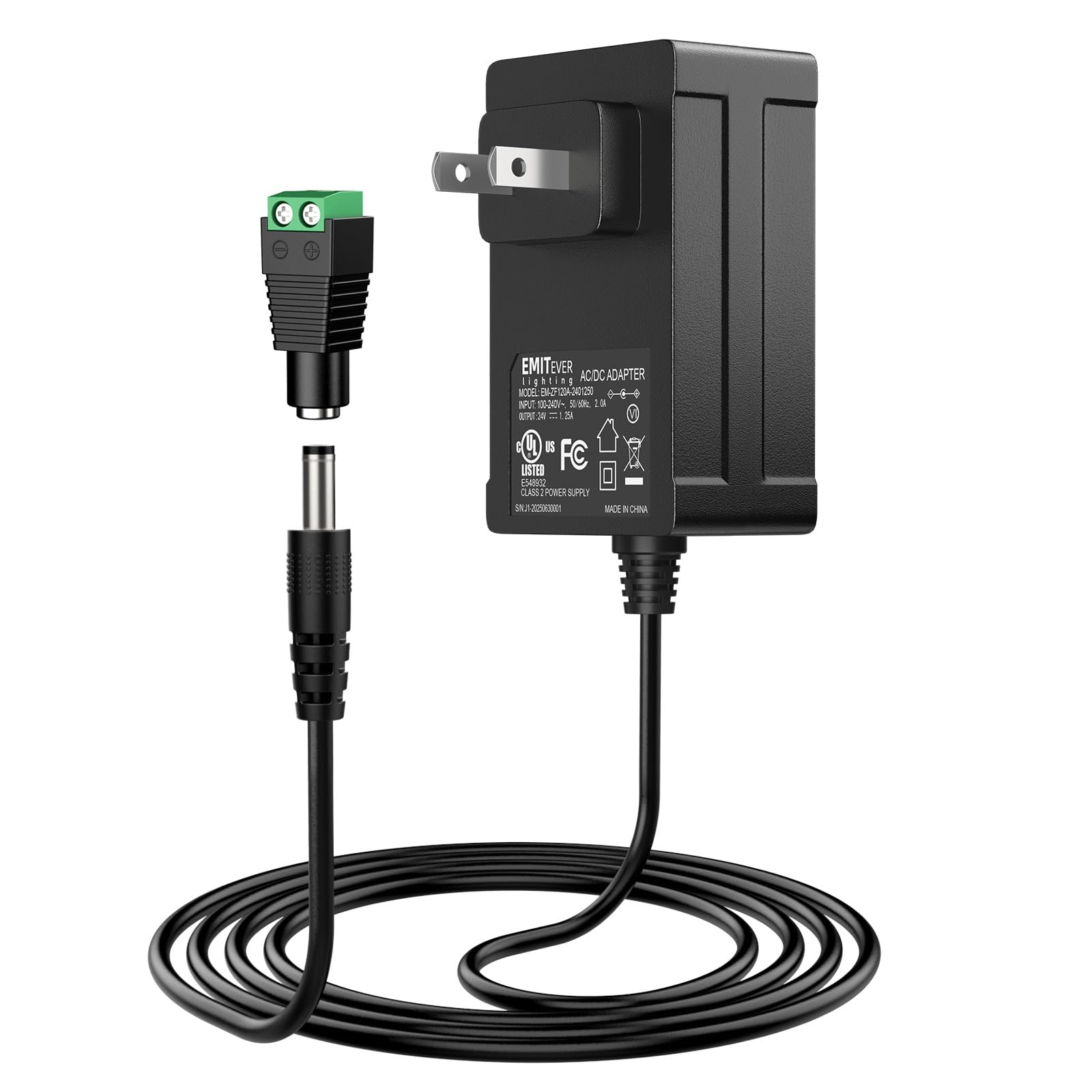 Snapklik.com : 24V Power Supply, 30W LED Power Adapter UL-Listed, 100 ...