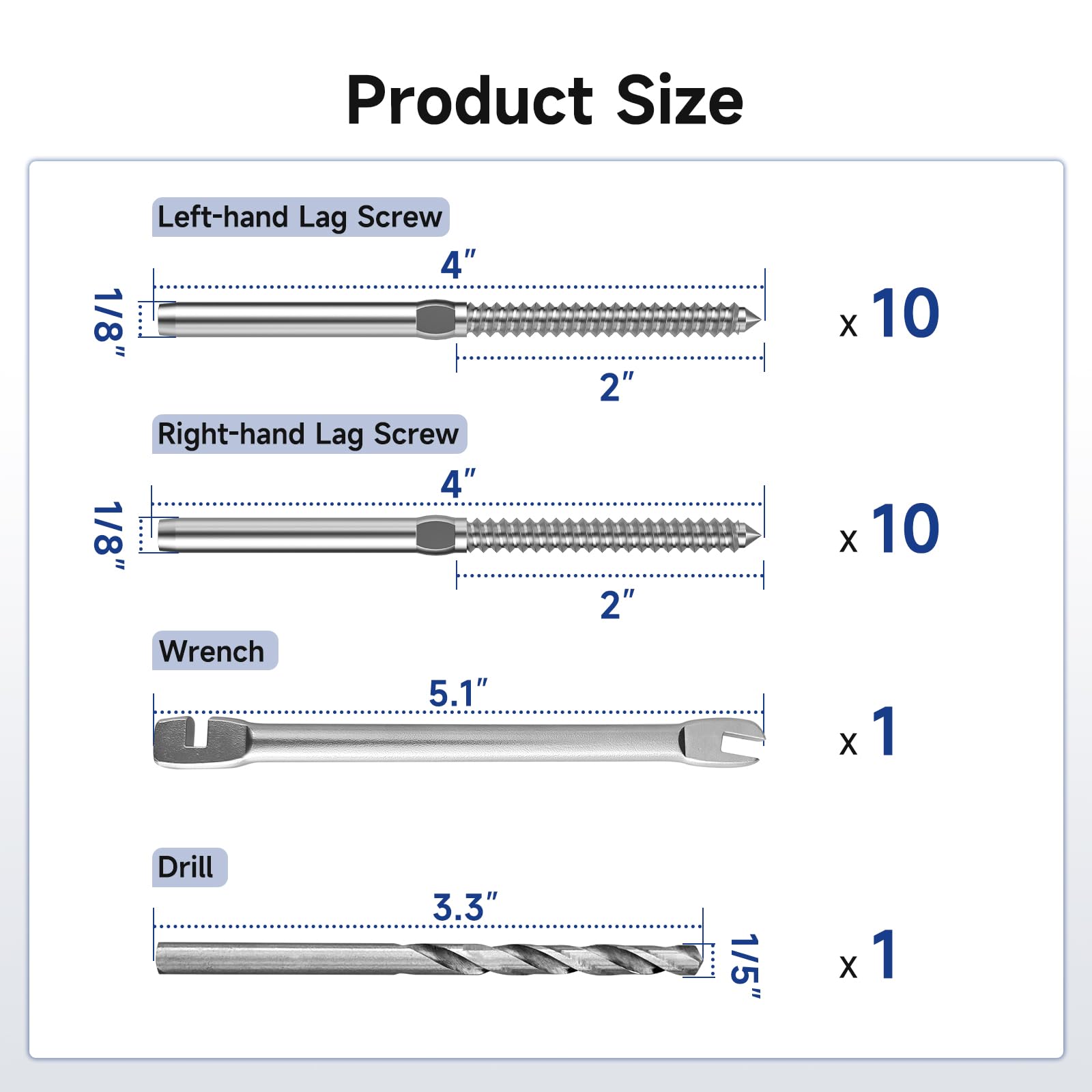 Snapklik.com : LuckIn 20 Pack 1/8" Cable Railing Hardware Kit, T316 ...
