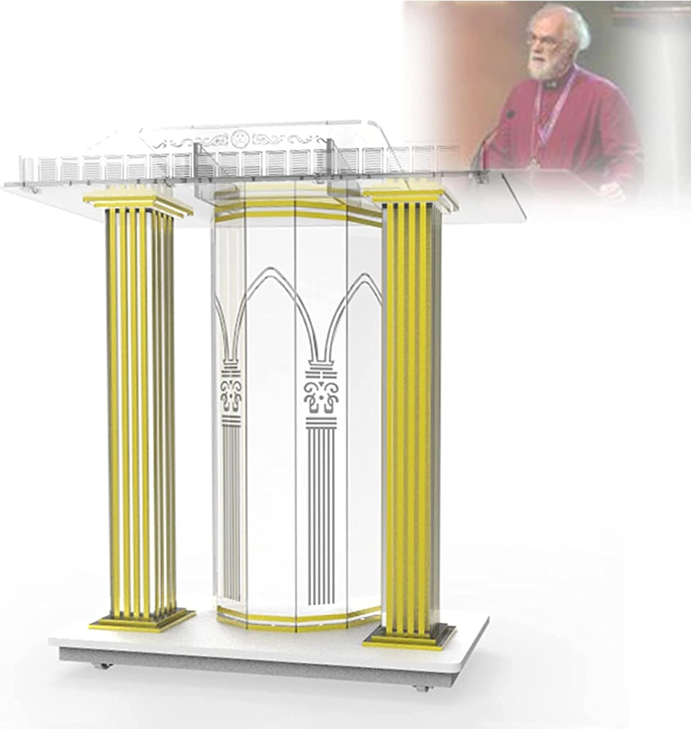 Buy Gold Luxury Acrylic Podium, Floor Podium with Casters, Rolling ...