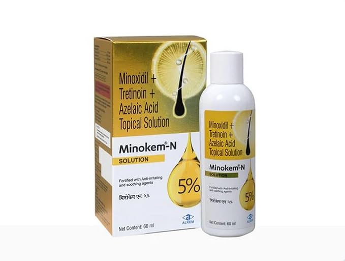 Minokem N 5% - Bottle of 60ml Soultion with Minoxidil Azelaic Acid and ...