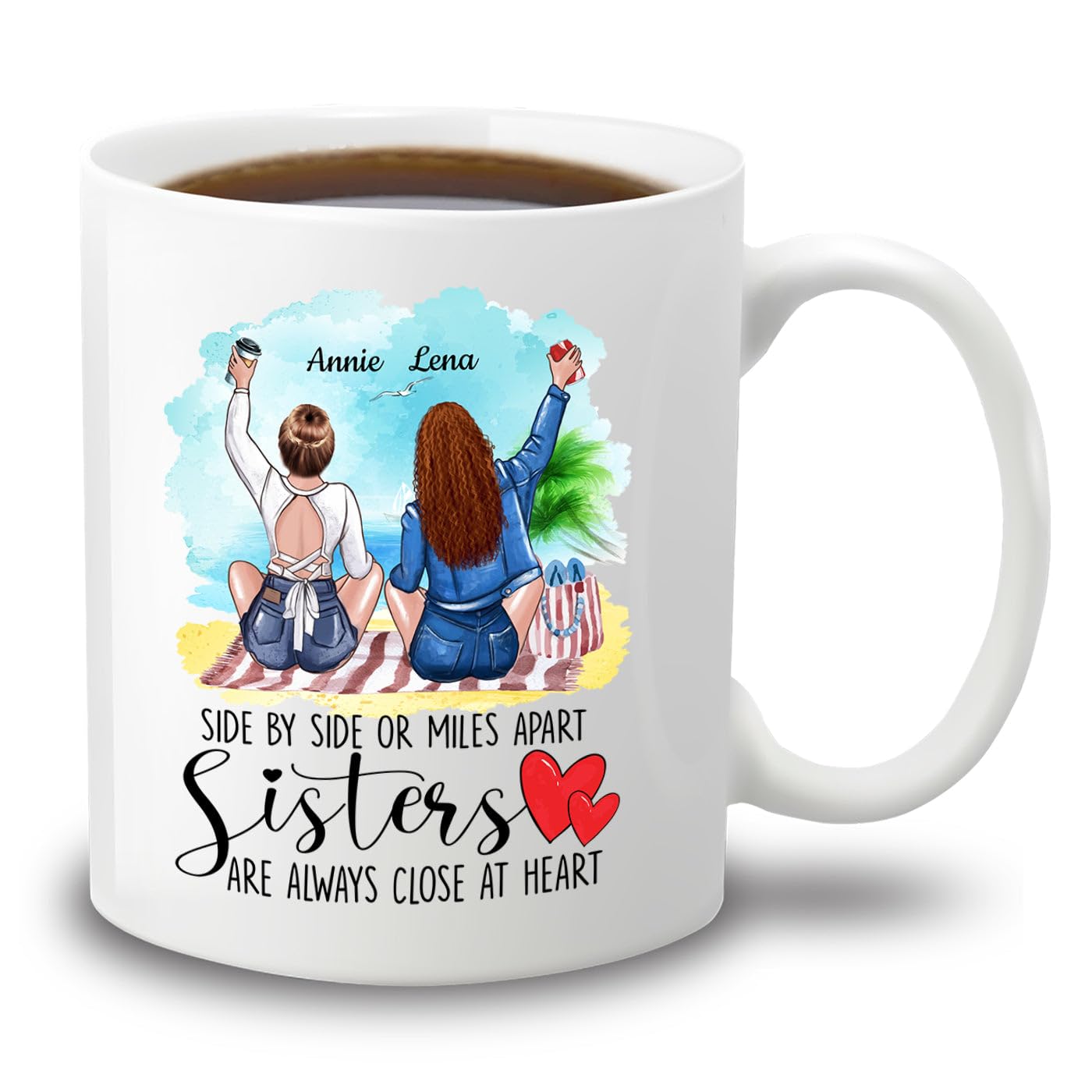 Amazon.com: Personalized Sister Mug, Sisters Are Always Close At Heart ...