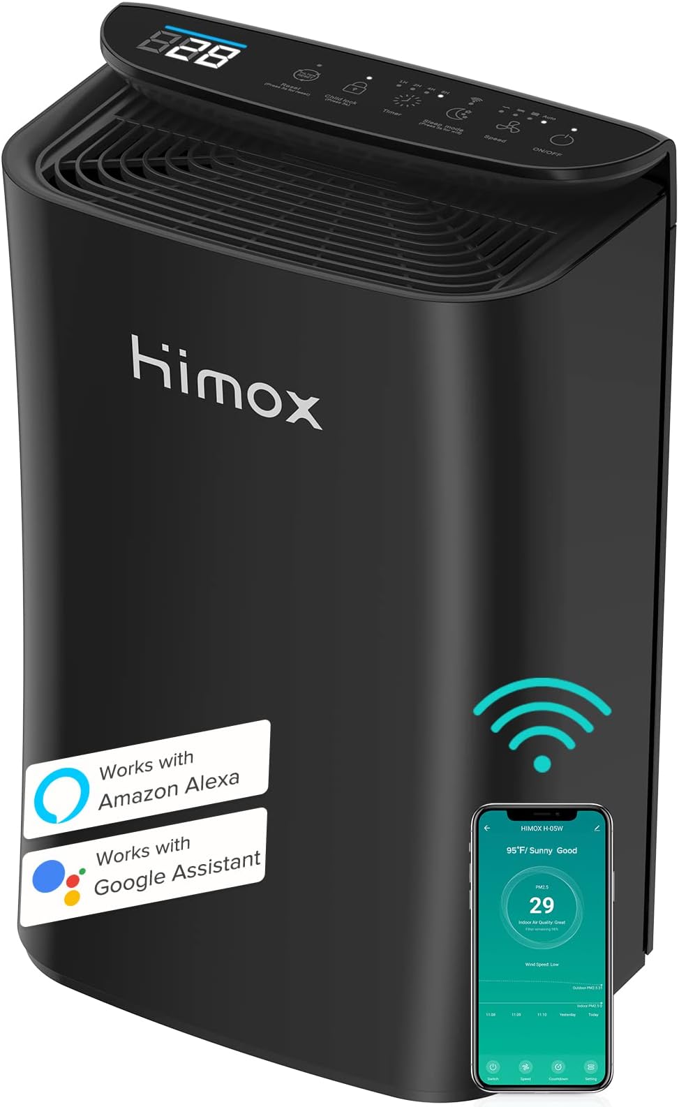 Amazon.com: HIMOX Air Purifiers for Home Large Room, Smart WiFi and PM2 ...