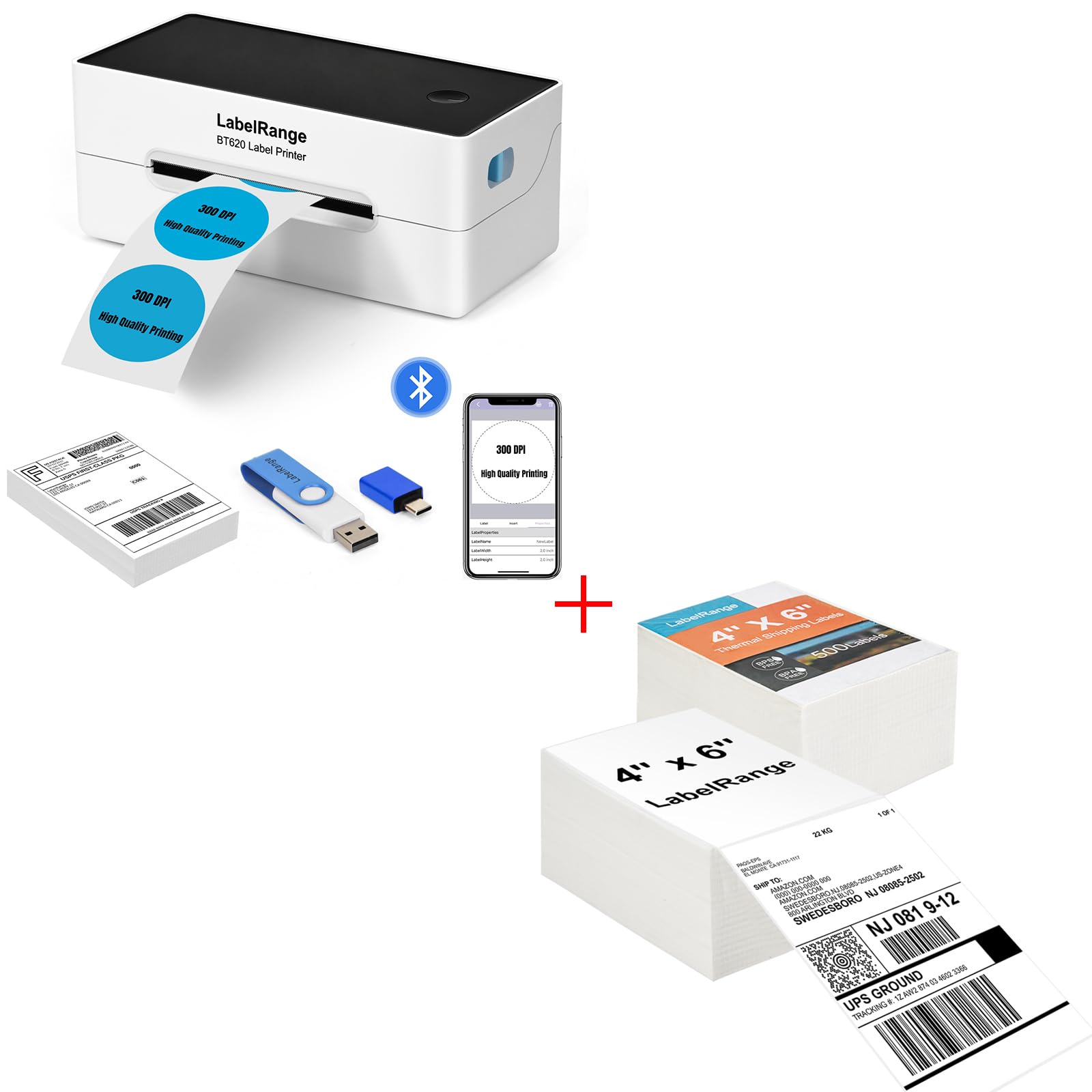 Amazon.com : BT620 Label Printer with 1000 Sheets 4x6 Labels : Office ...