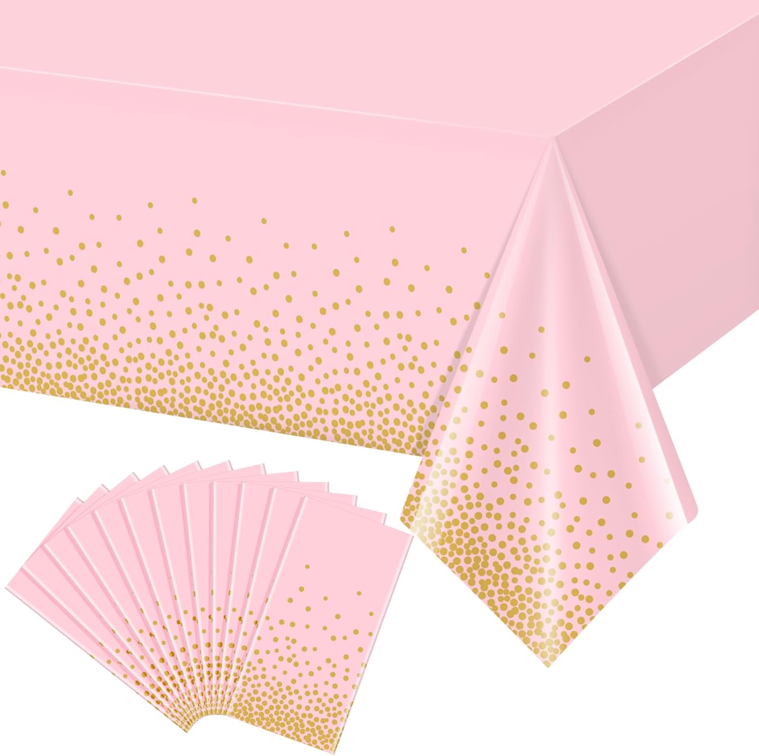 Amazon.com: 12 Pack Pink and Gold Plastic Tablecloth for Parties, Pink ...