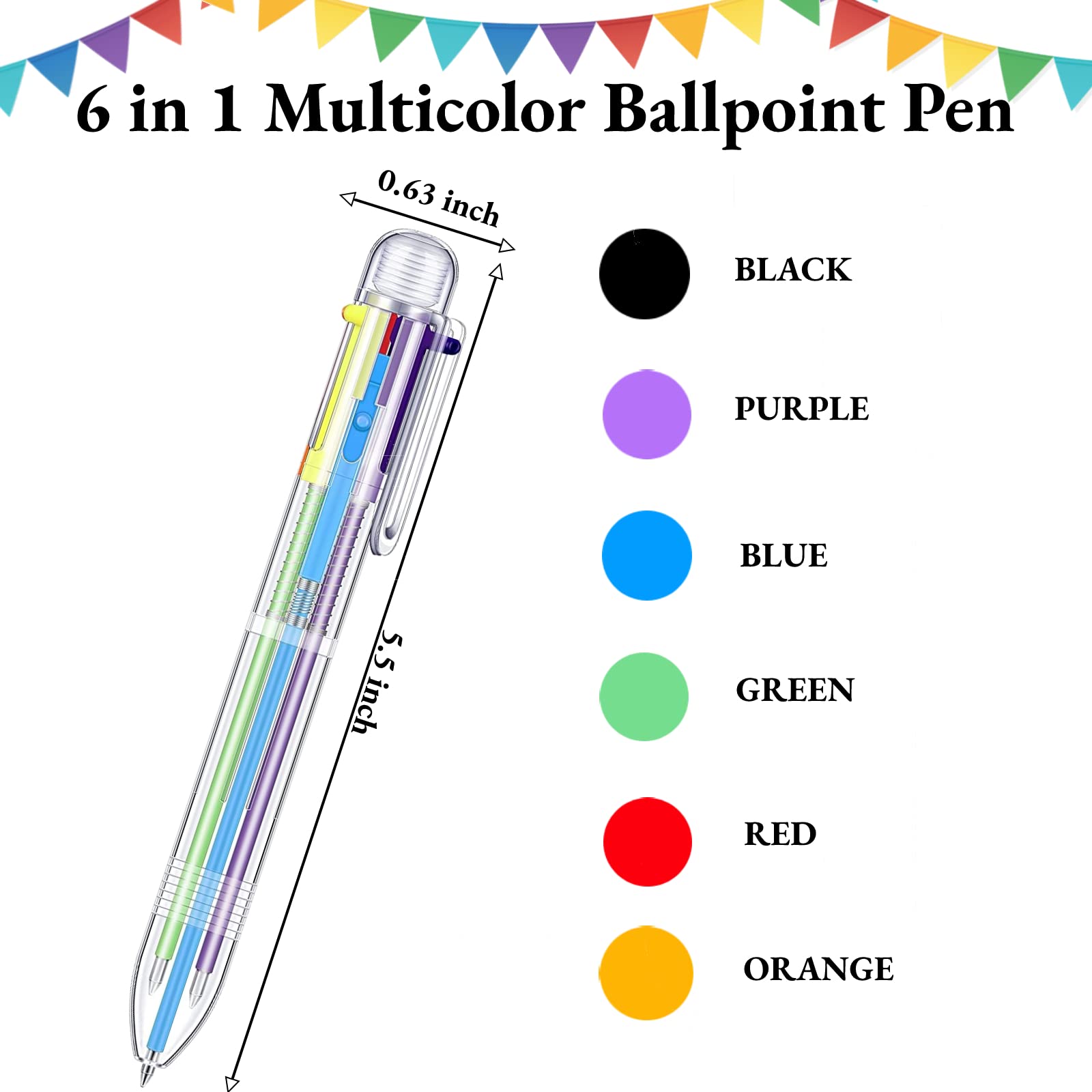 Snapklik.com : 200 Pcs 6 In 1 Multicolor Ballpoint Pen Bulk 0.5 Mm 6 ...