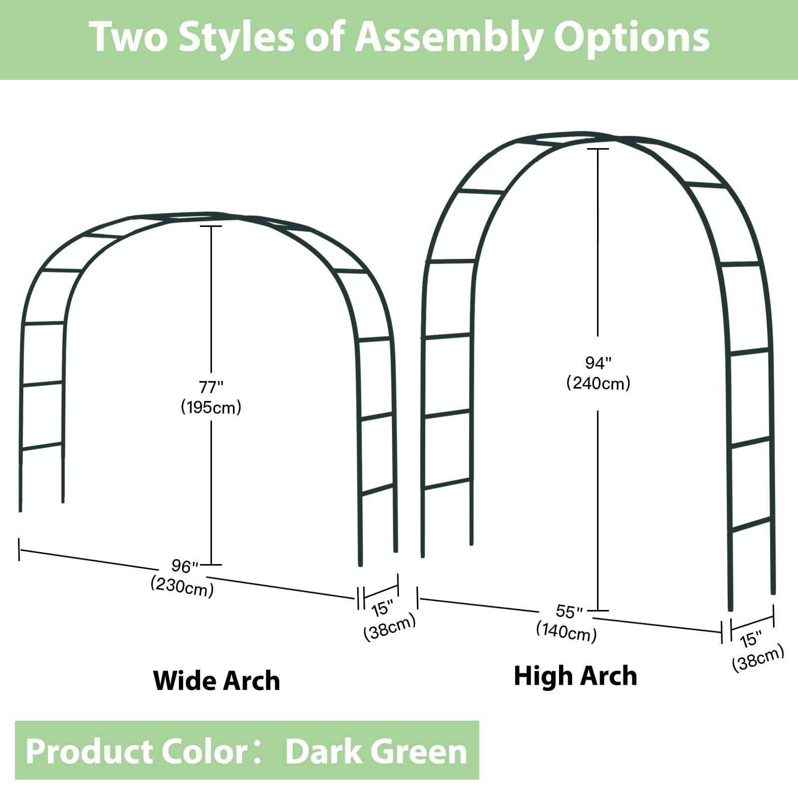 Snapklik.com : RUBFAC 94" Metal Garden Arch Trellis For Climbing Plants ...