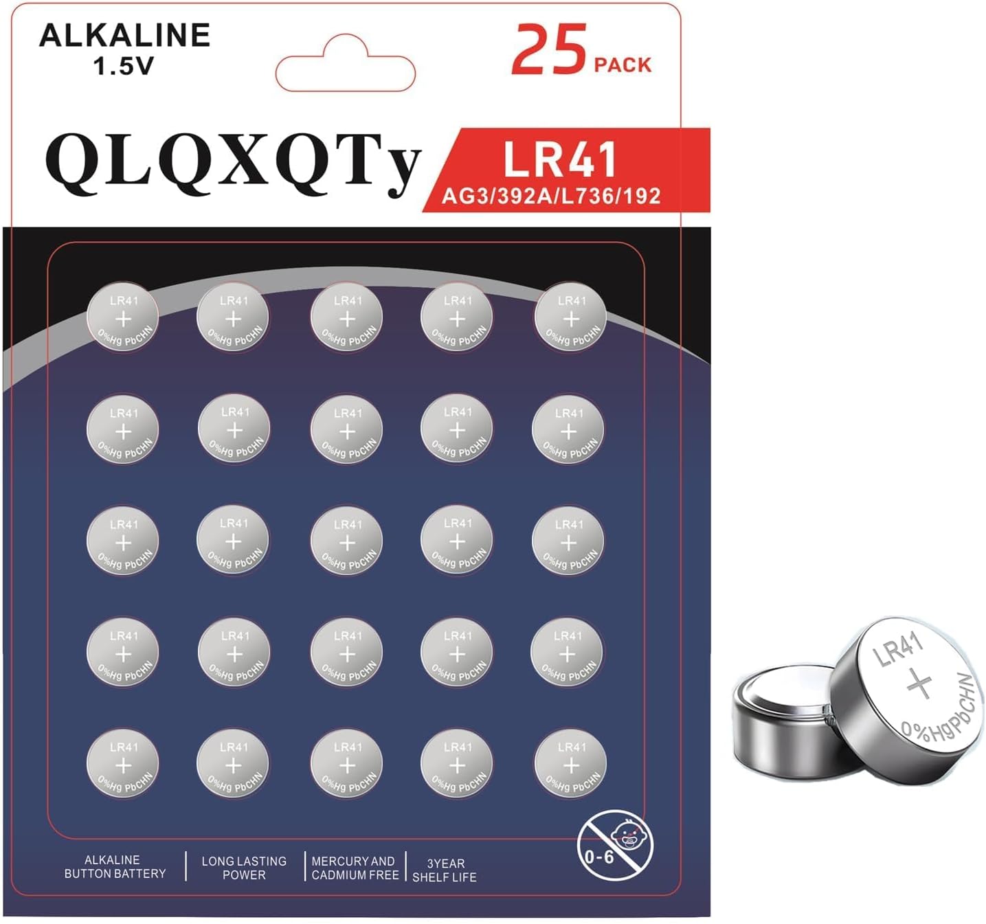 Amazon.com: QLQXQTy 25PACK LR41 Alkaline Button Cell Batteries, 1.5V ...