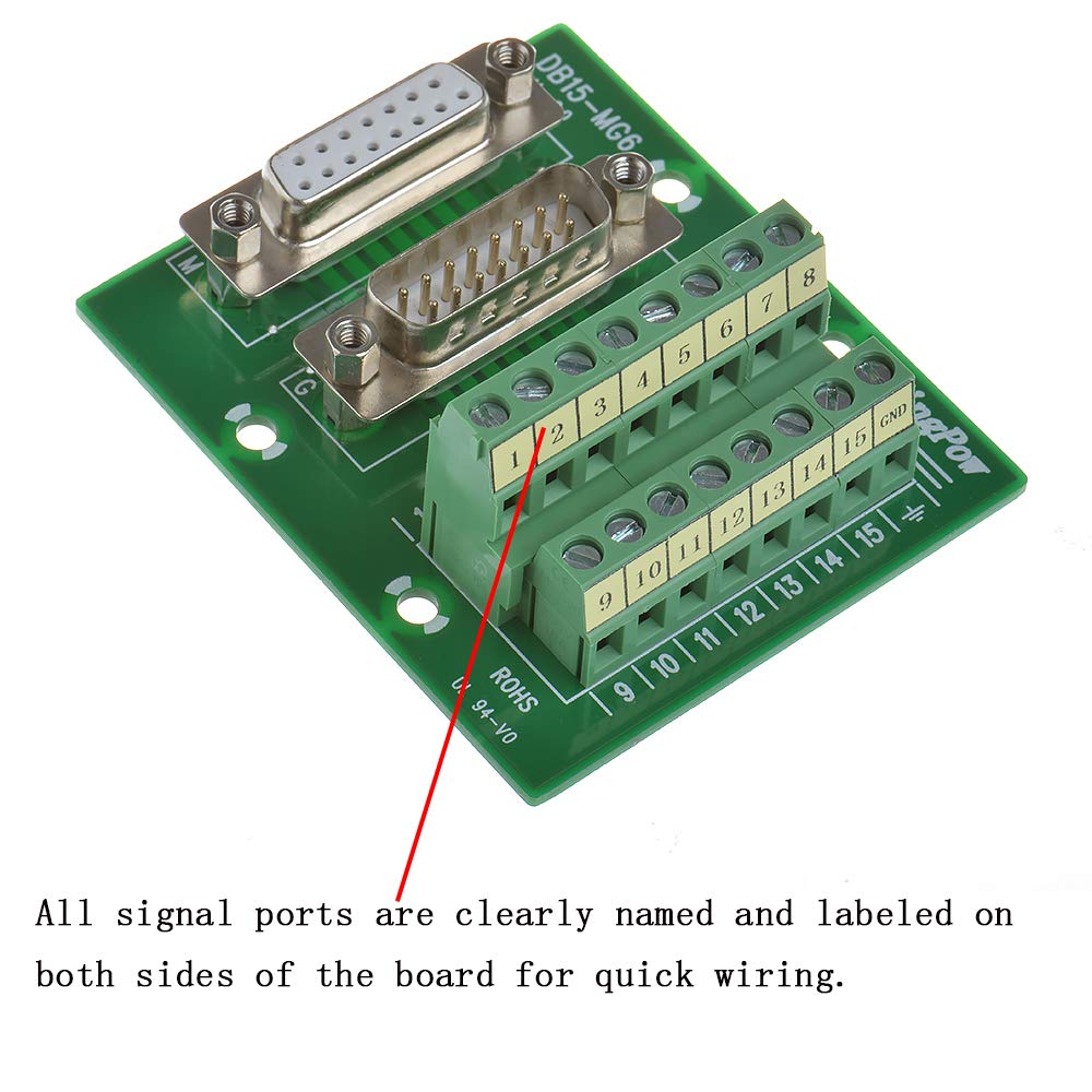 Snapklik.com : Molence DB15 Solderless Male Female Header Breakout ...