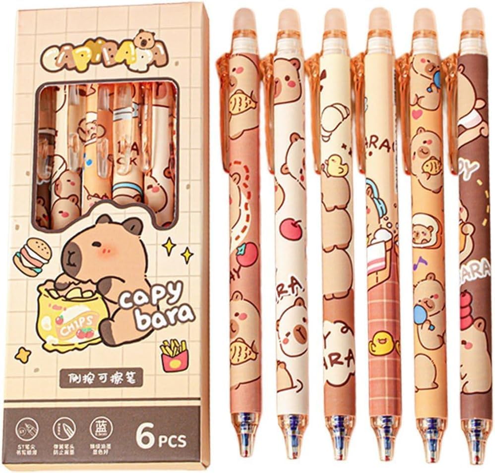 Capybara Pens, 6PCS Capybara Erasable Pens Rub Out Pens Cute Cartoon ...
