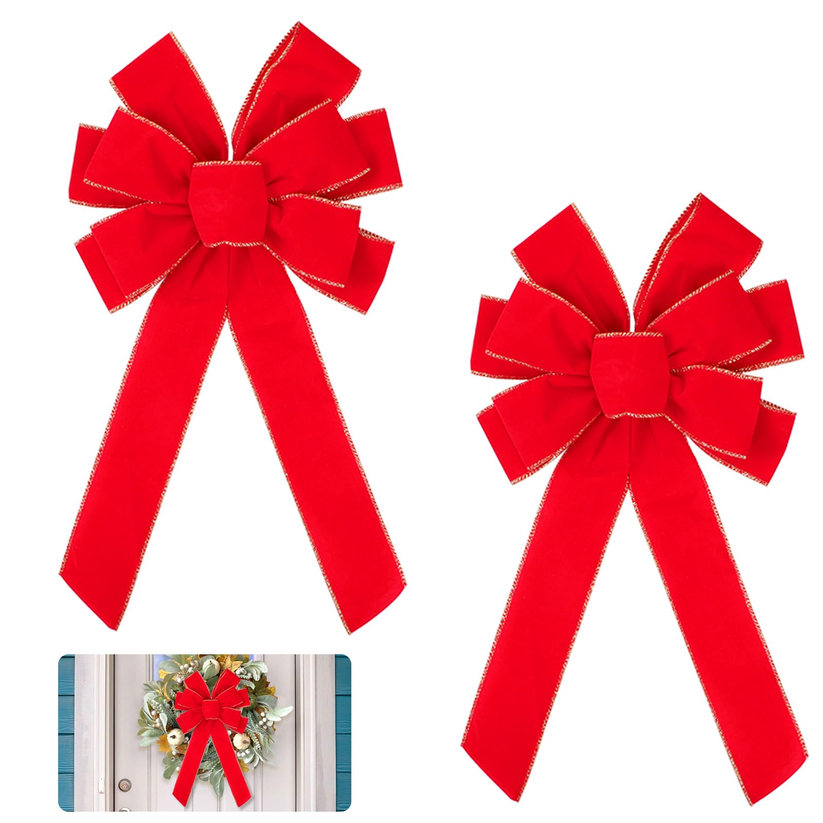 Amazon.com: 2Pcs Big Christmas Bows,12"x20" Large Christmas Tree Topper ...