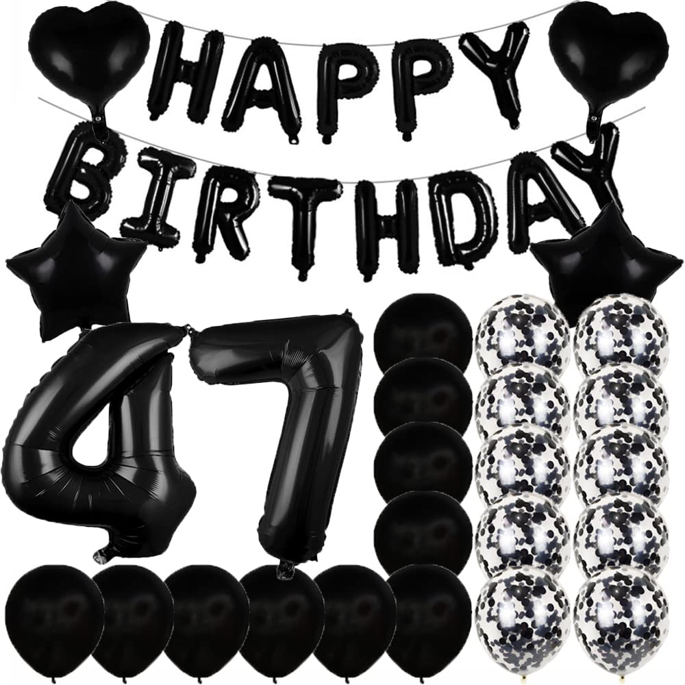 Amazon.com: ZSNWGZ Sweet 47th Birthday Decorations Party Supplies,Black ...