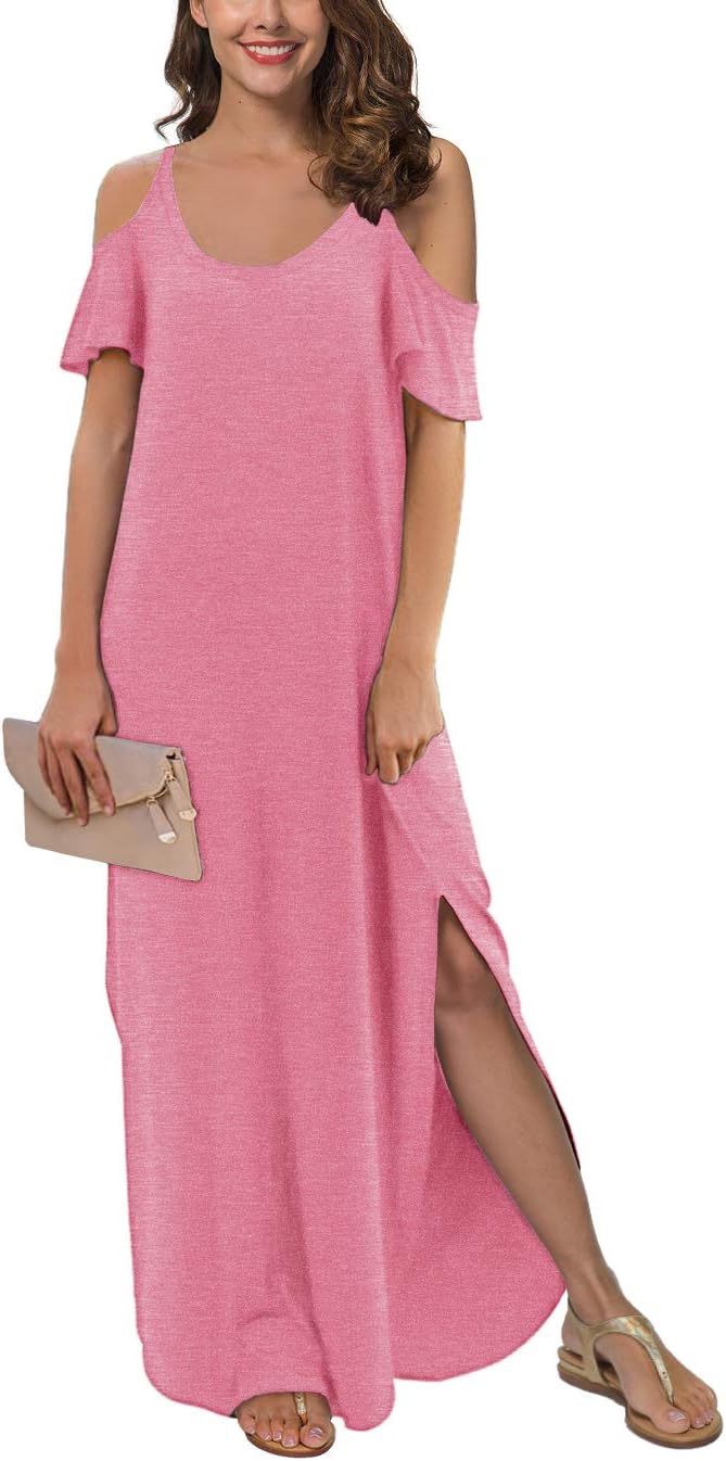 GRECERELLE Women's Summer Strapless Strap Cold Shoulder Casual Loose ...