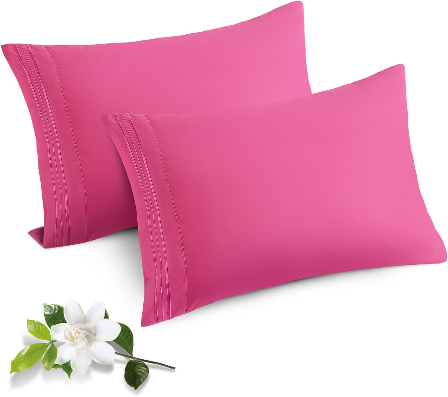 Amazon.com: Horbaunal 2 Pack Microfiber Pillowcases Queen Size Hot Pink ...