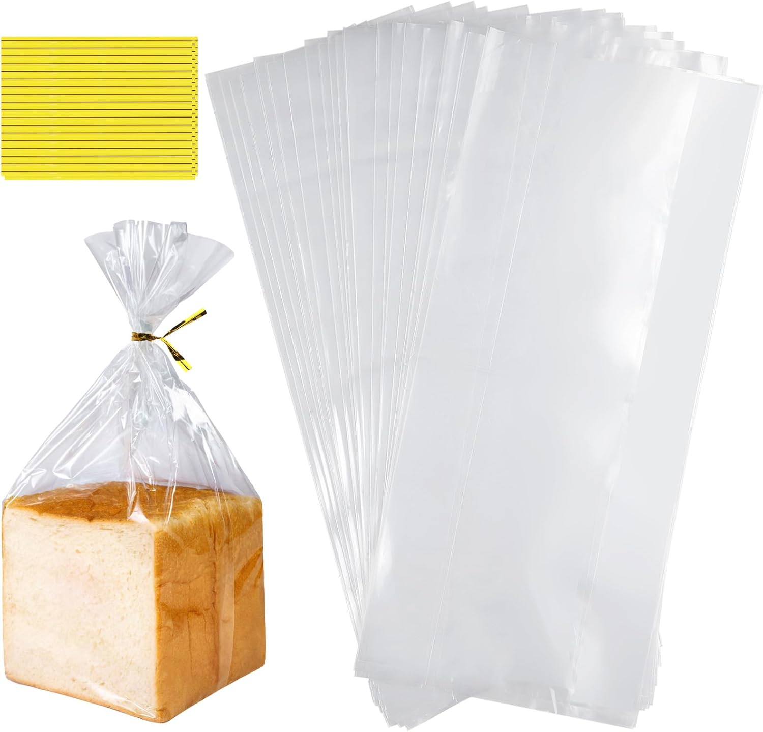 Amazon.com: Bread Bags with Ties, 30 Clear Bread Bags for Homemade Bread and 50 Ties, Adjustable ...