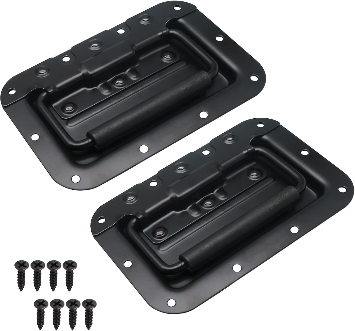 Bonsicoky 2 Pcs 6.34" Recessed Spring Loaded Handle with Rubber Grip ...