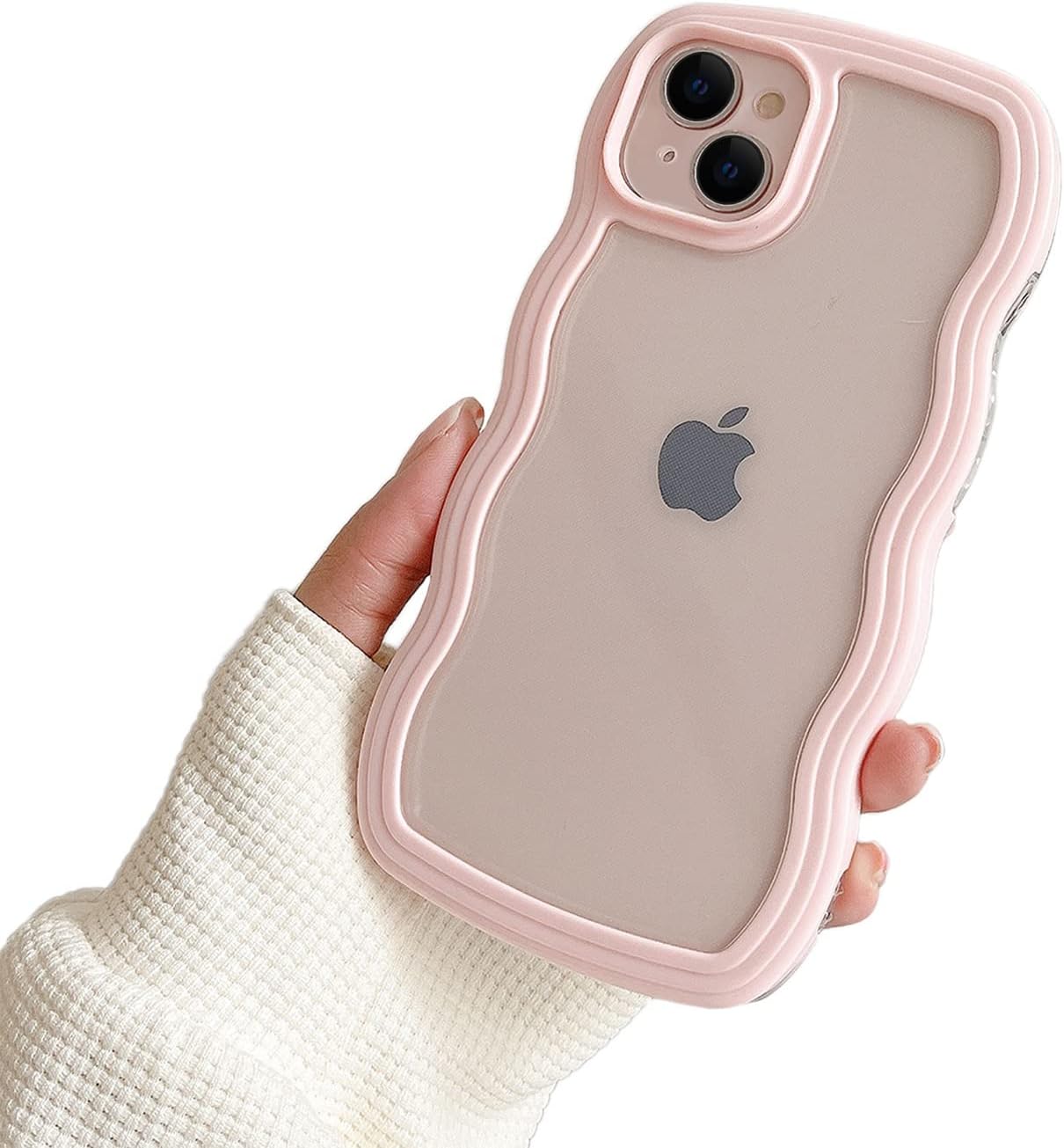 Ownest Compatible with Clear iPhone 13 Case iPhone 14 Case Cute Curly Simple Wave Case Aesthetic ...