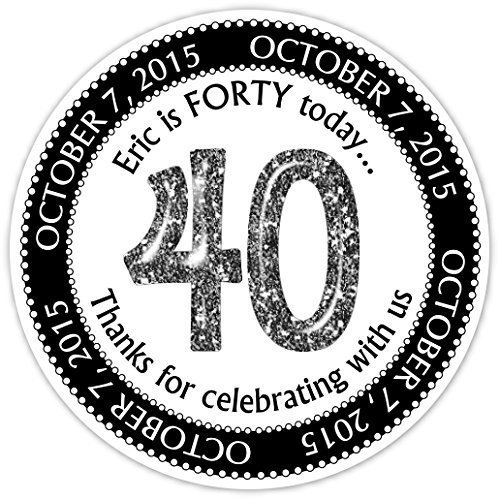 Amazon.com: 36 Birthday Labels, Black and White 40th Birthday stickers ...