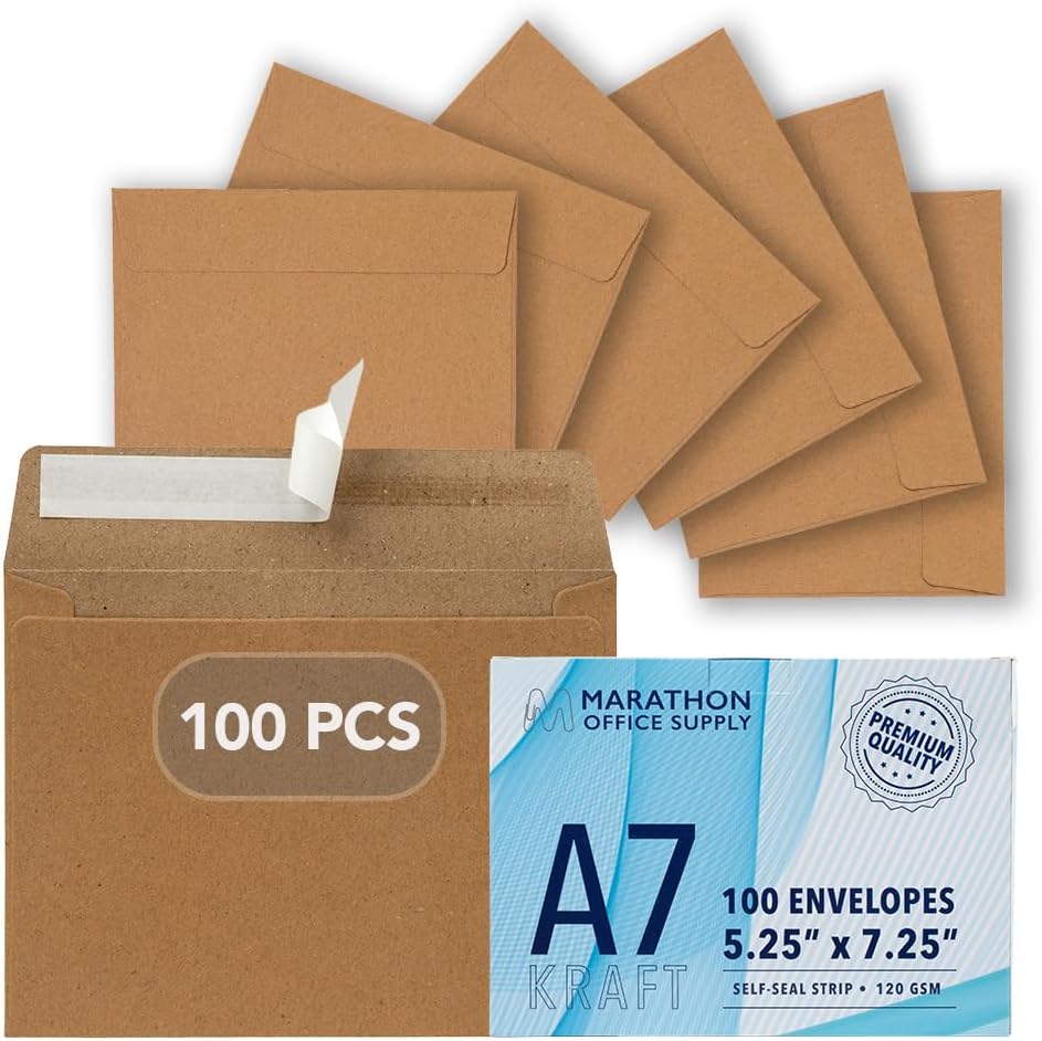 Amazon.com : MOS A7 Invitation Envelopes – 5-1/4" X 7-1/4" Kraft ...