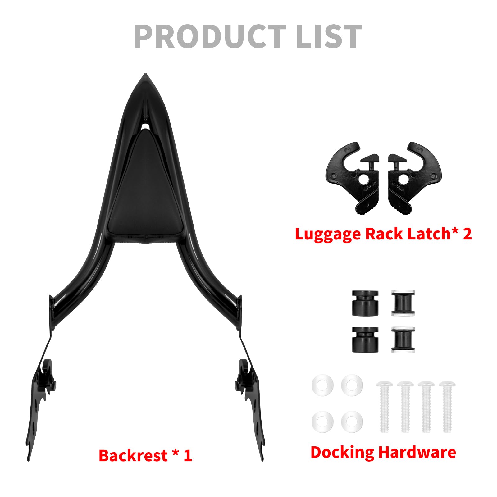 HDBUBALUS Motorcycle Sissy Bar Detachable Split Passenger Backrest Pad ...
