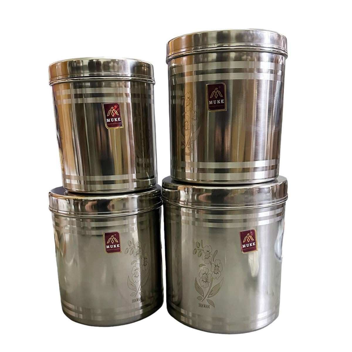 Buy MUKE Stainless steel lazer design dibba kitchen container dibba set ...