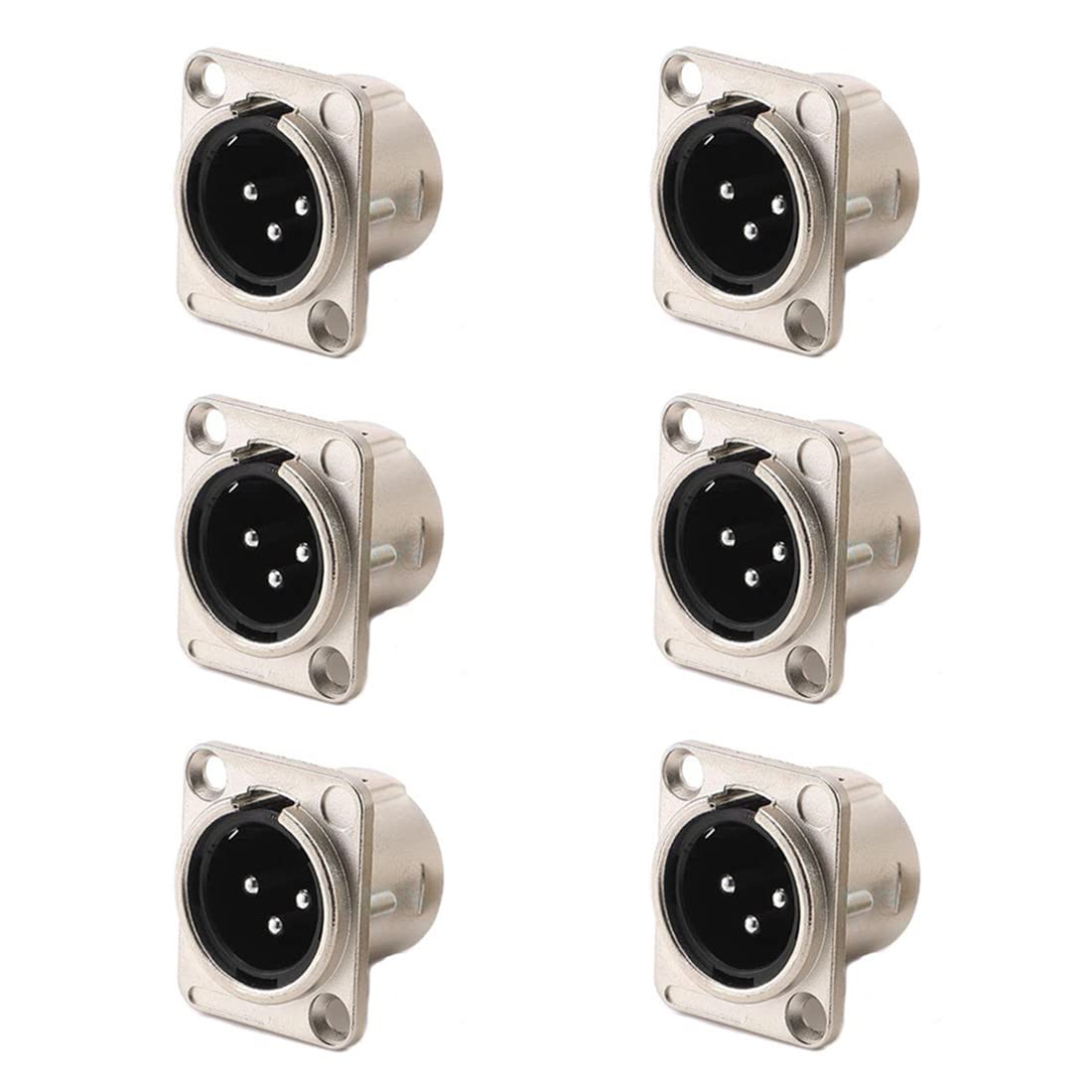 Amazon.com: QLXHBOT 6Pack XLR Male Jack 3 Pin Panel Mount Jacks， XLR-M ...