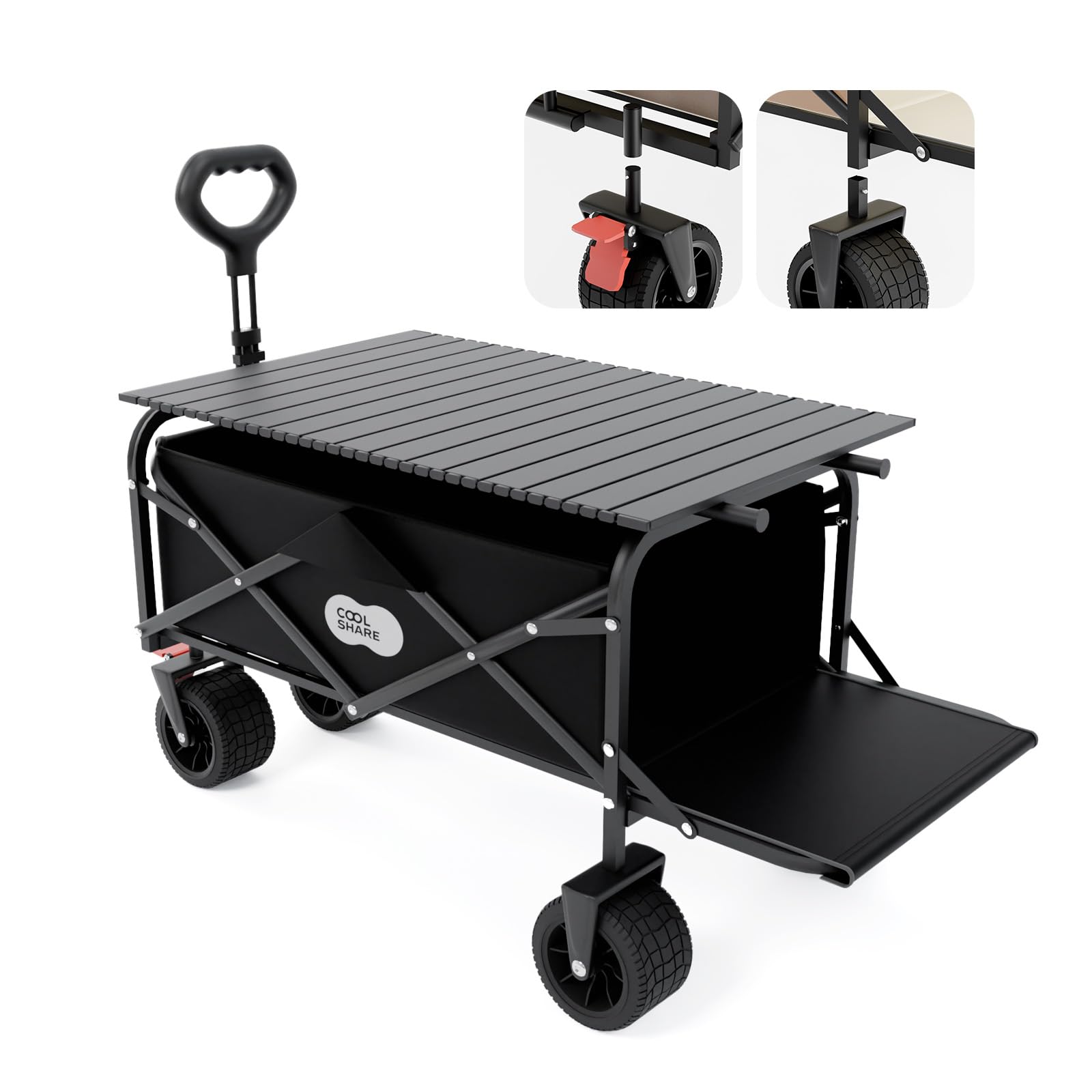 Collapsible Wagon Cart with Big Wheels Foldable,Portable Folding Wagon ...