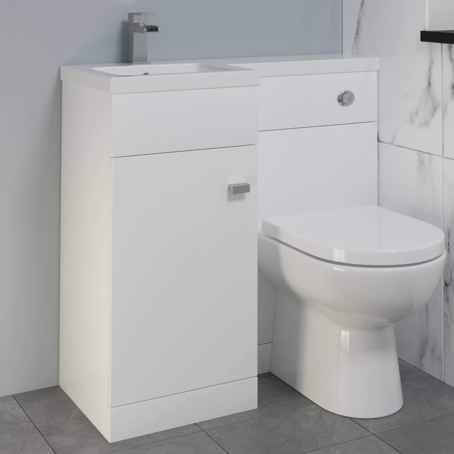 Buy AURORA 900mm L Shape Bathroom Vanity Sink Unit Furniture Storage ...