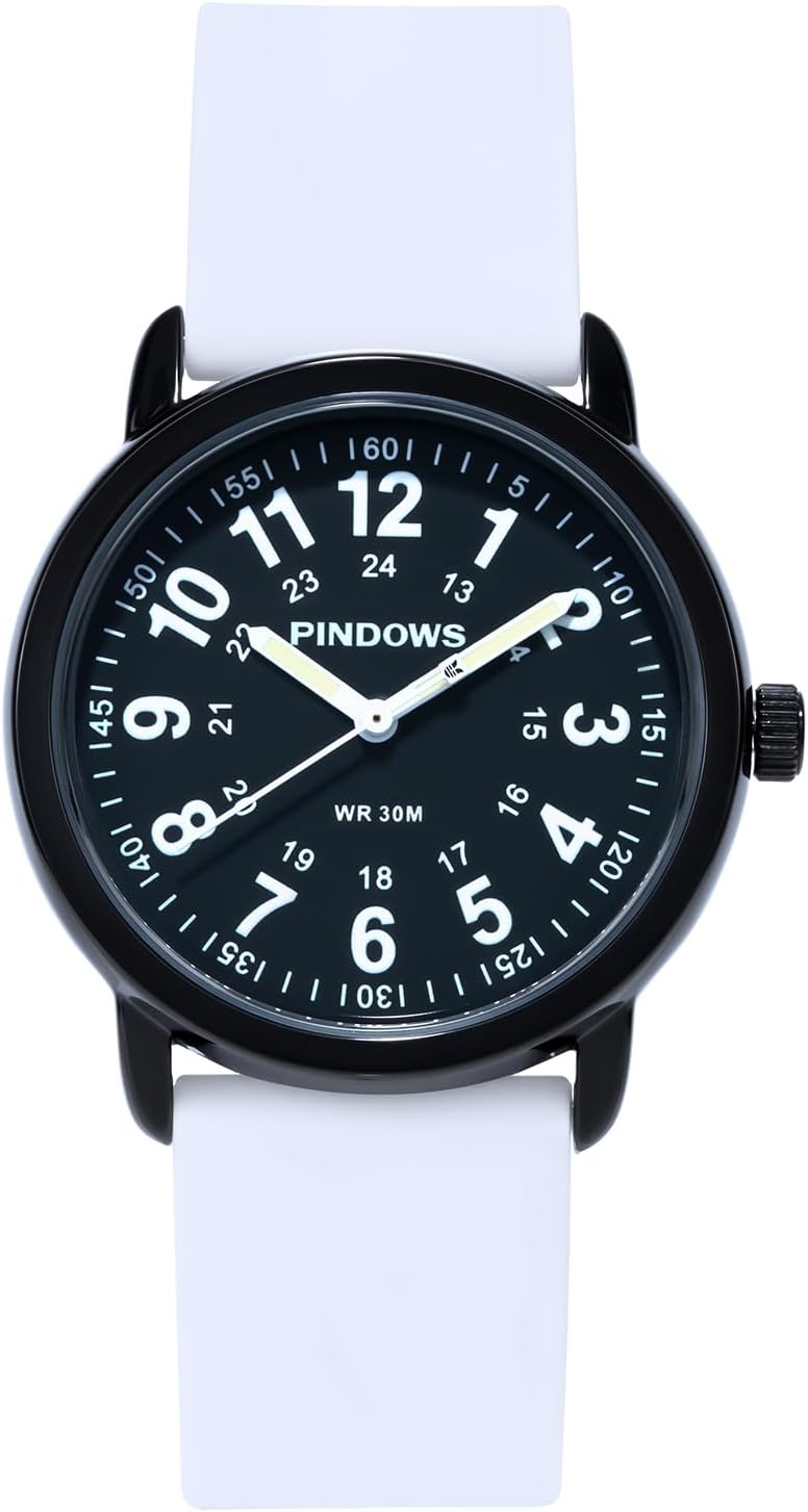 Amazon.com: PINDOWS Women's Nurse Watch, 12/24 Hour Display, Luminous Dial, Soft Silicone Band ...