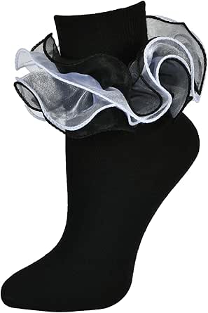 Amazon.com: Women Big Ruffle Ankle Socks Adult Four Lace Frilly Socks ...