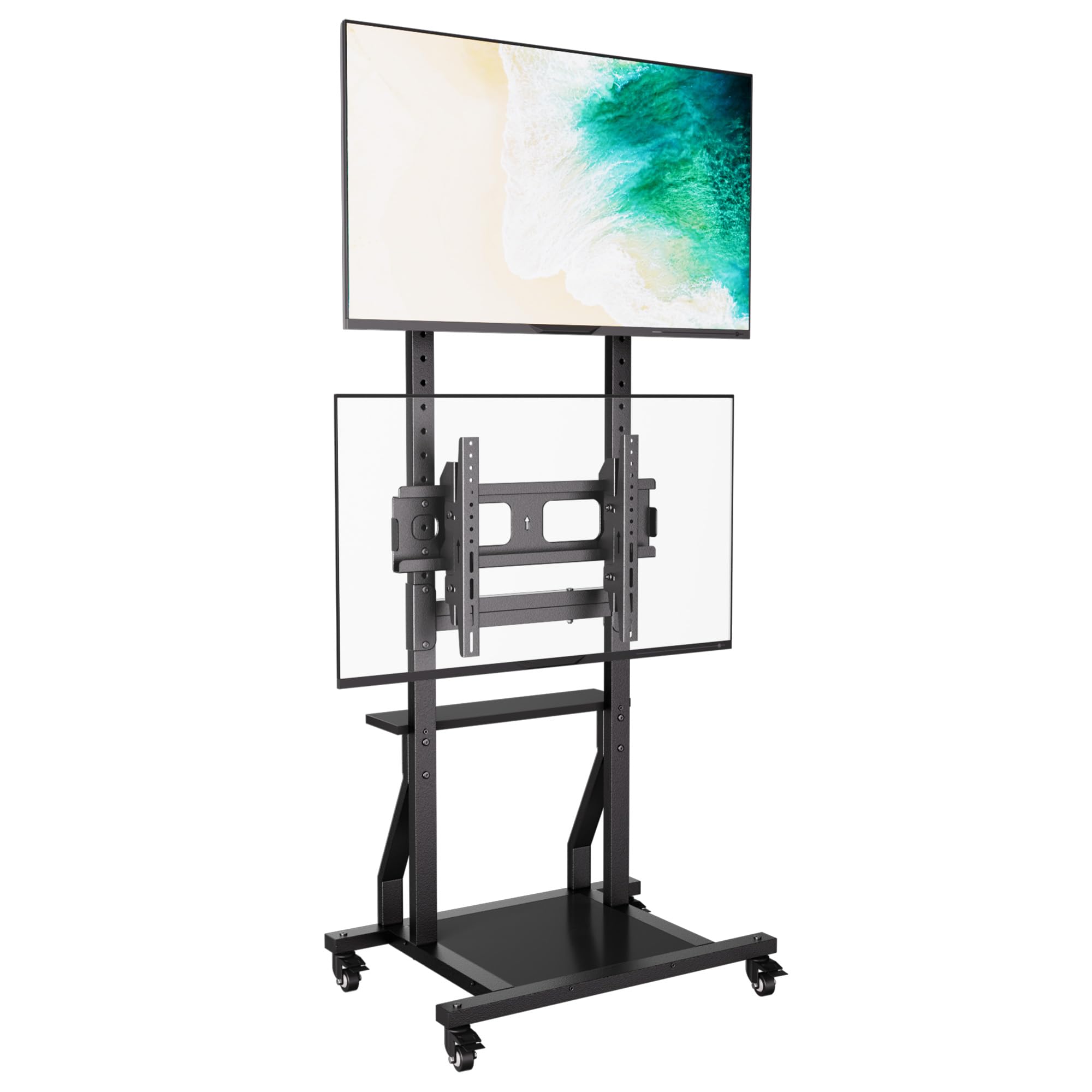 Amazon.com: EZISE Dual TV Stand, Rolling TV Cart for Two 32-55 inch TVs ...